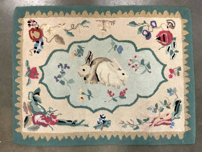 Vintage Hooked Rabbit Detailed Rug (#0029) on Jul 13, 2022 | The ...
