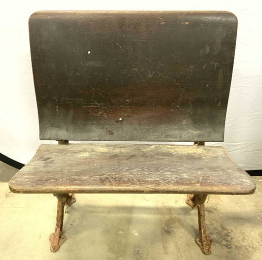 Vintage Iron Folding School Desk Bench