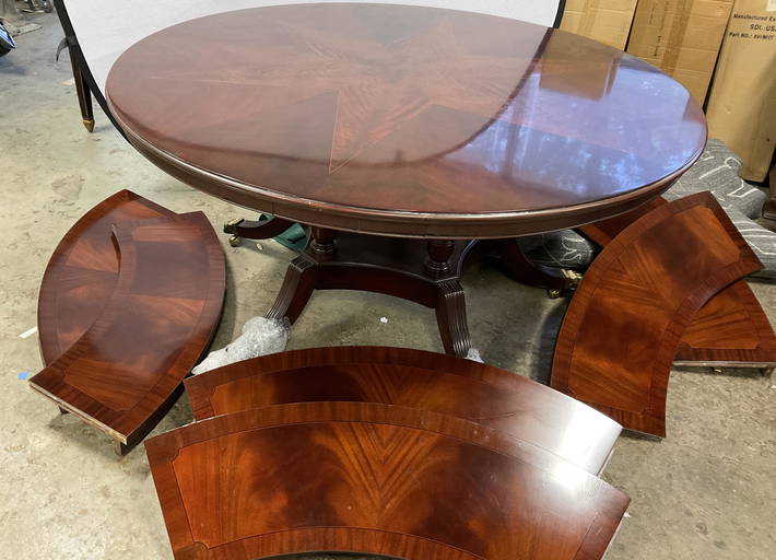 Round Wood Inlaid Dining Table