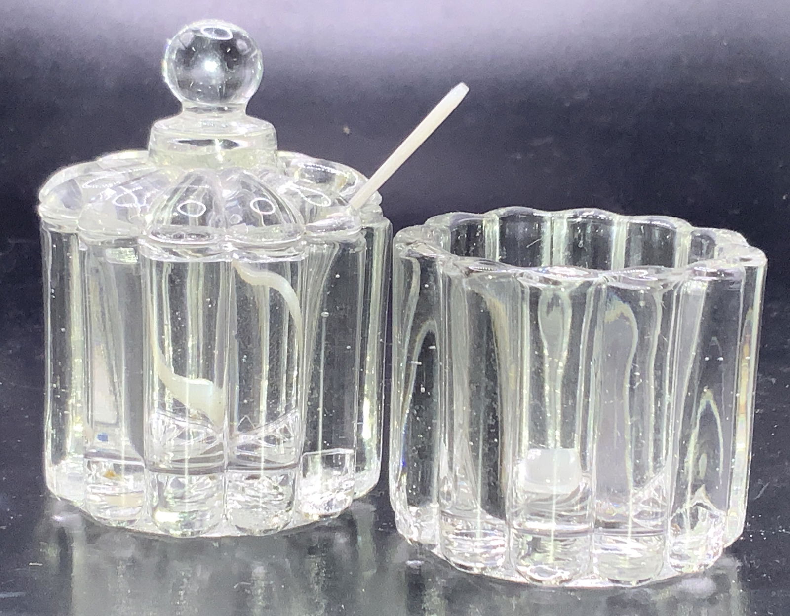 2 Vintage Clear Glass Salt Cellars