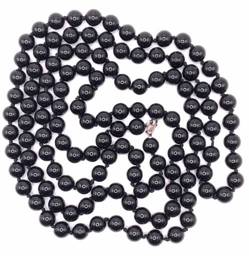 Vintage Black Beaded Rope Necklace