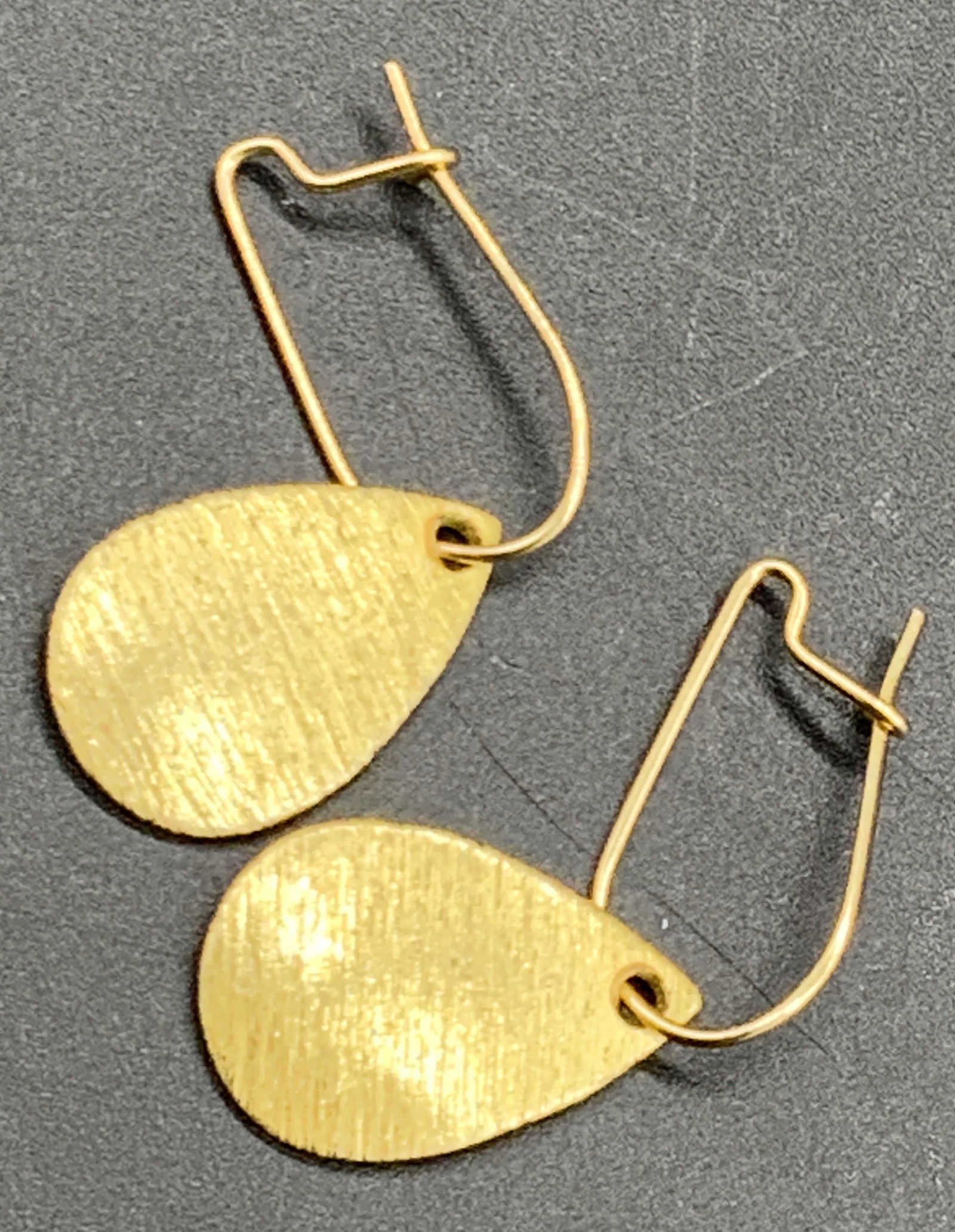 Vintage Brushed Tear Drop Form Drop Earrings