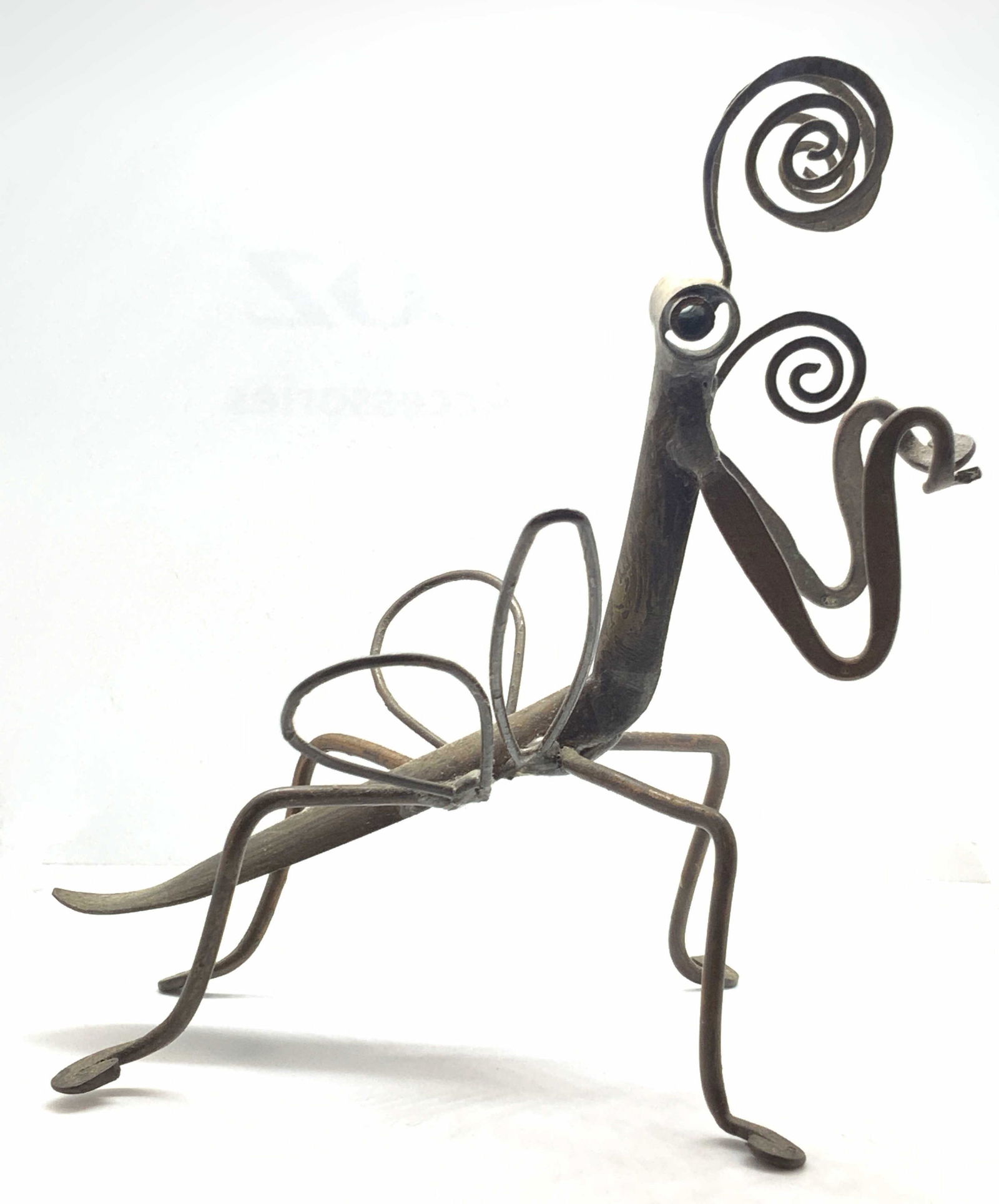 Vintage Copper Praying Mantis Sculpture