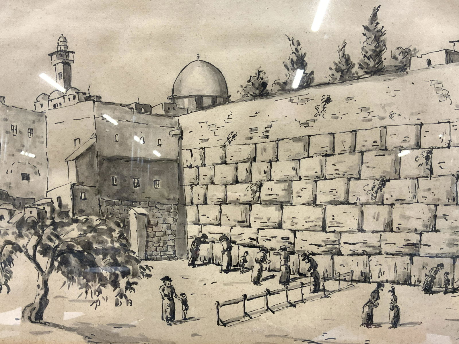 Vintage Wailing Western Wall Prayers Mixed Media