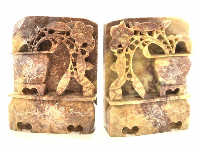 Vintage Carved Natural Stone Bookends (#0621) on Dec 21, 2022 | The ...