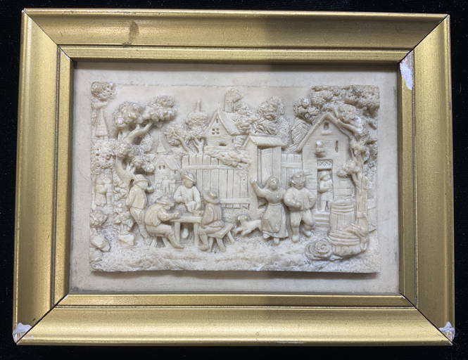 Framed Carved Stone Miniature of English Village (#0504) on Jan 04 ...
