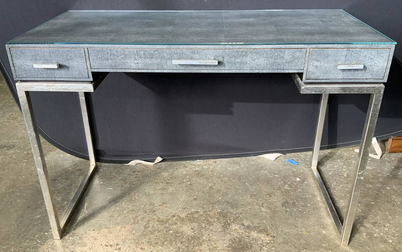 PALECEK Shagreen Charcoal Gray Three Drawer Desk (#0206) on Jan 18 ...