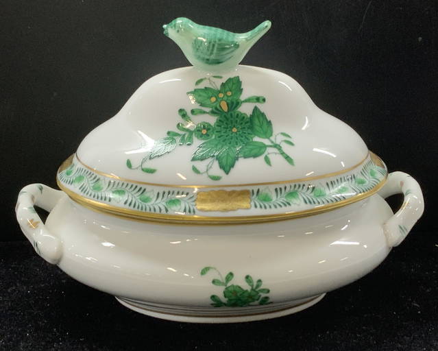 Herend Hungary Chinese Bouquet Green Mini Tureen
