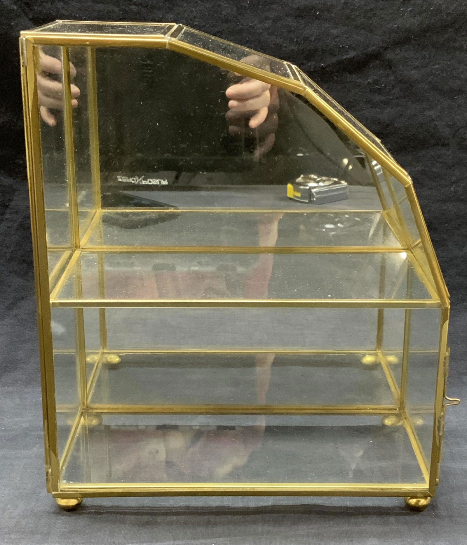 Glass Wall/ Table Display Case with Brass Trim (#0214) on Jan 25, 2023 ...