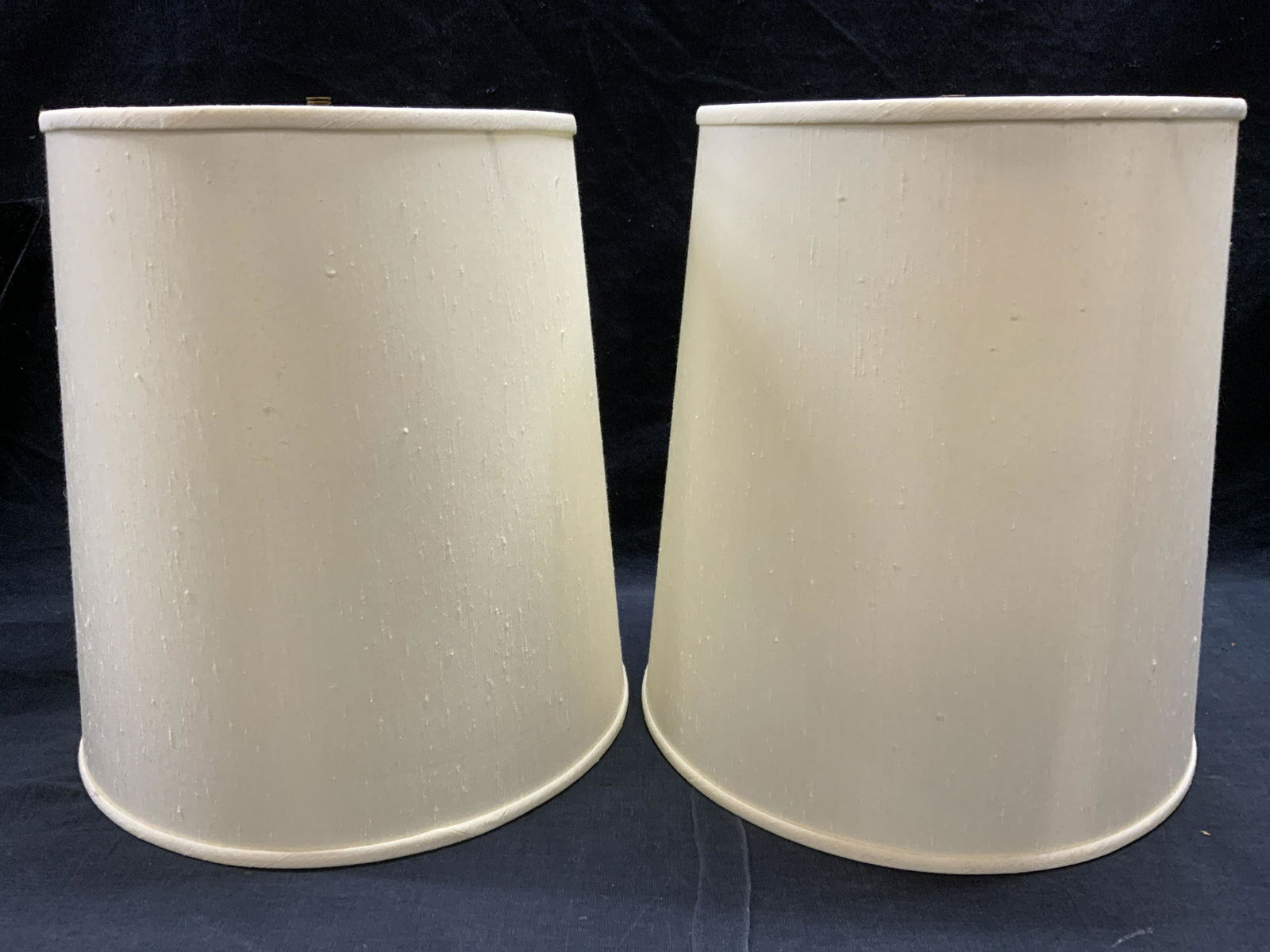 Pair Cream Toned Lamp Shades W Harps