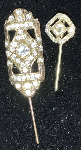 Art Deco Stick Pins,14K Gold w Diamond Solitaire 2 (#0189) on Feb 08 ...