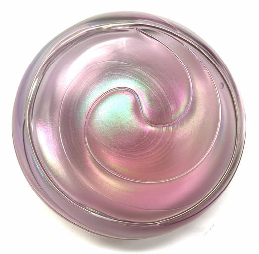 Iridescent Pink Levay Glass Paperweight