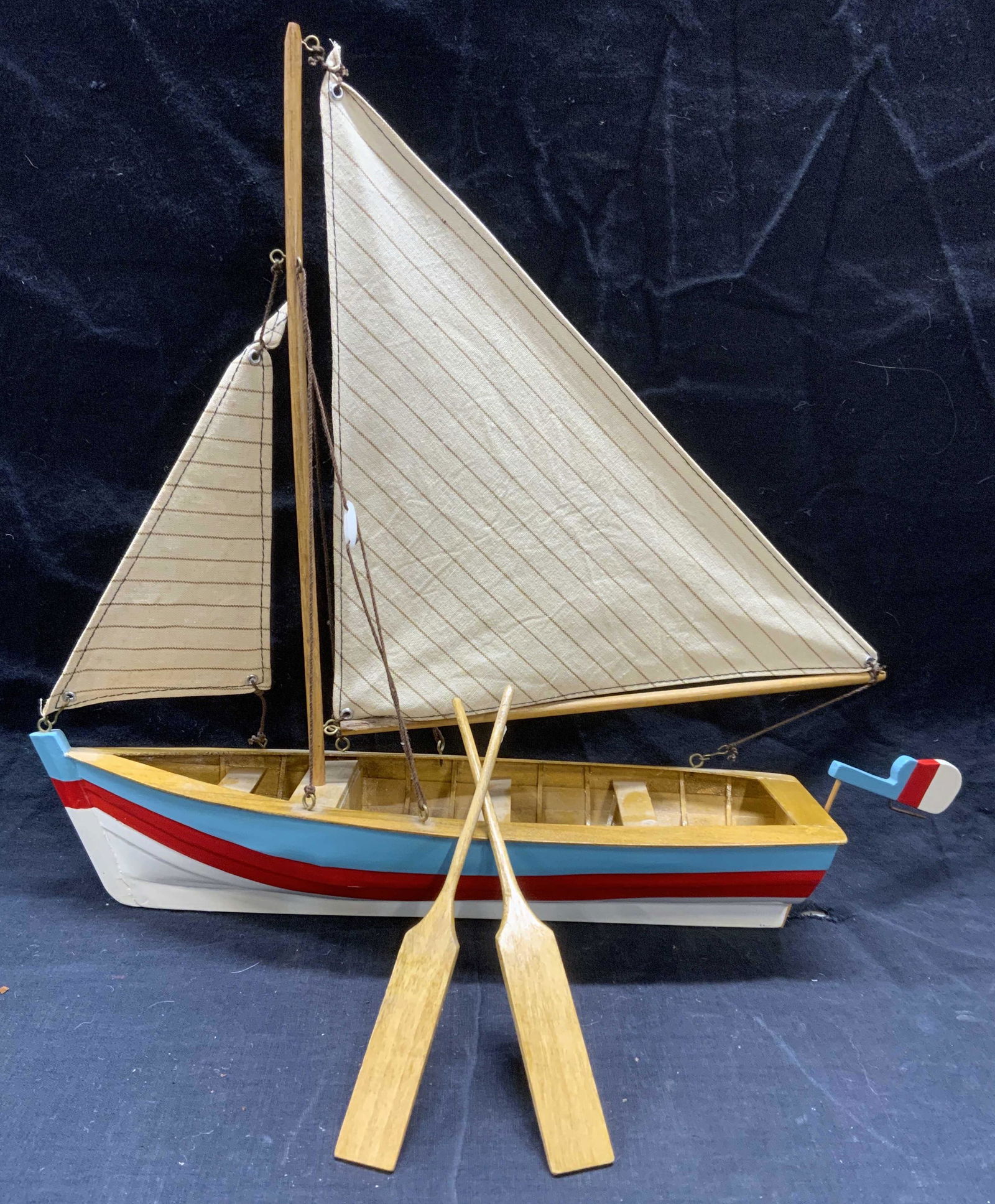 Vintage Wooden Sail Boat Model Display