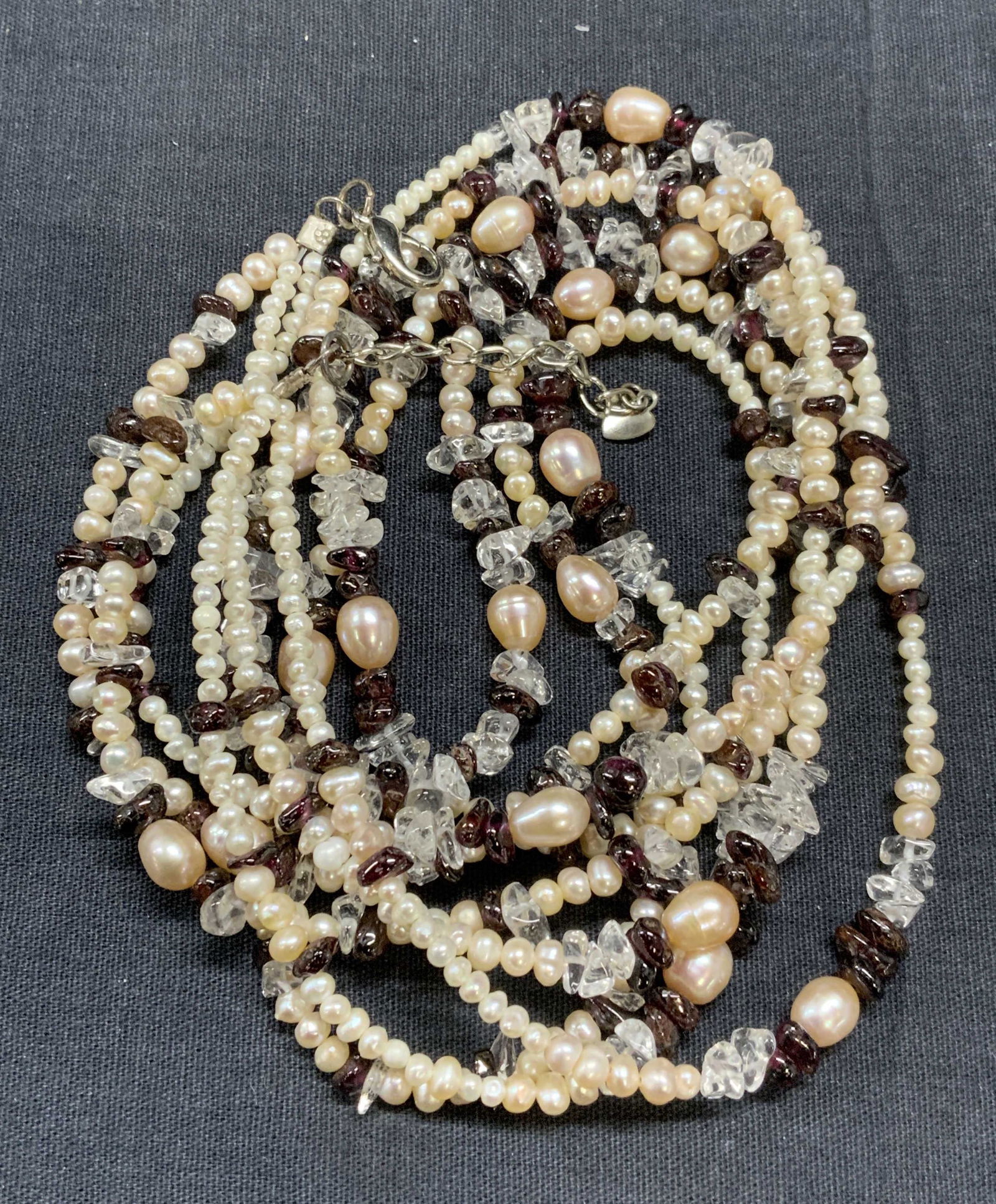 Natural Pearl Multi Strand Beaded Necklace