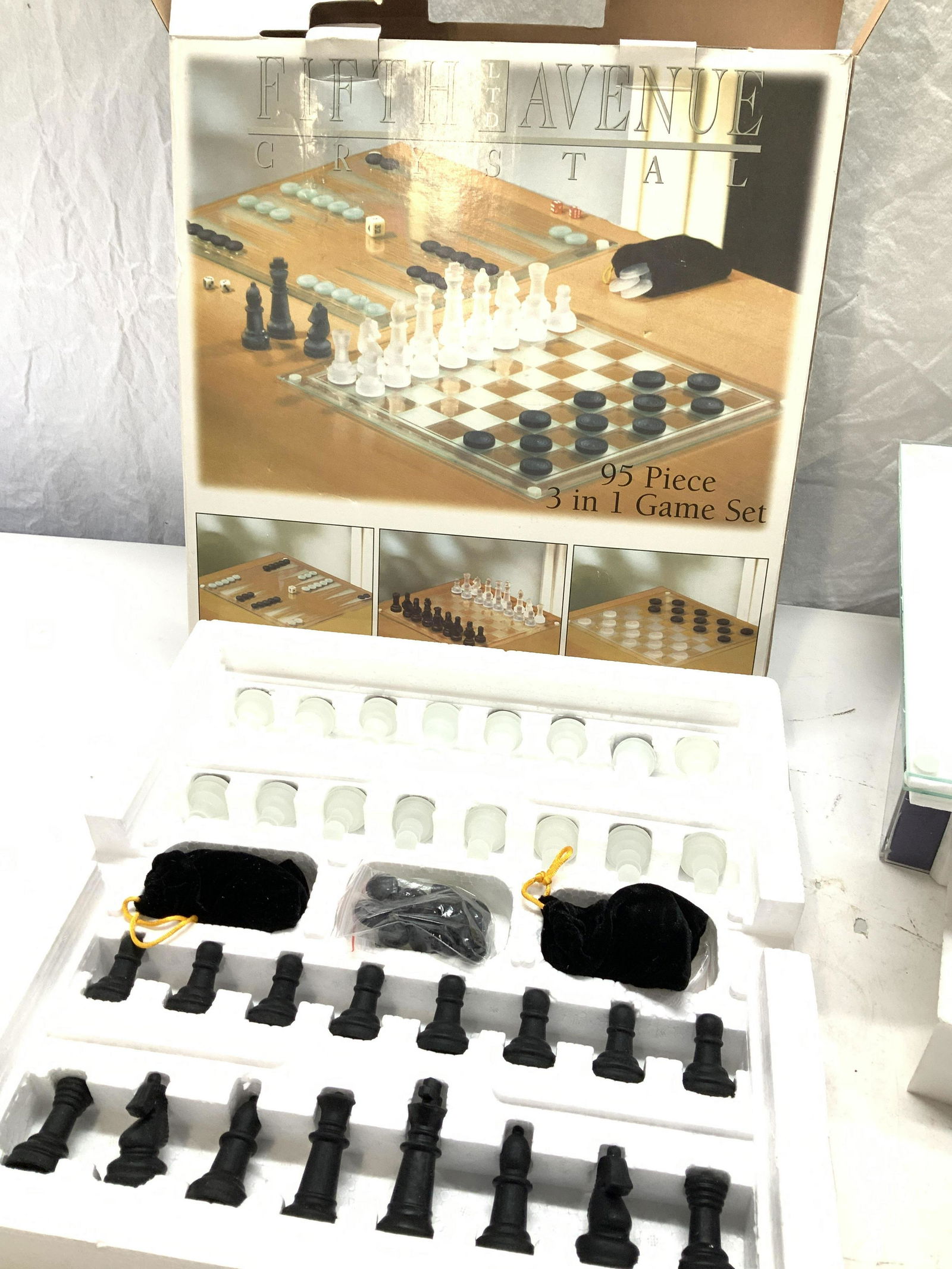 Fifth Avenue Crystal Chess Backgammon Game, Box Auction