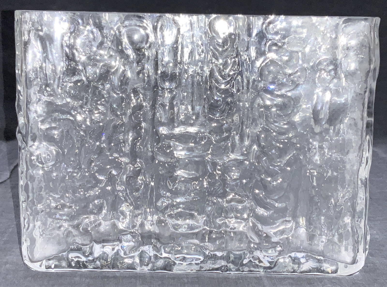 Thick Walled Clear Glass Rectangular Vase Auction