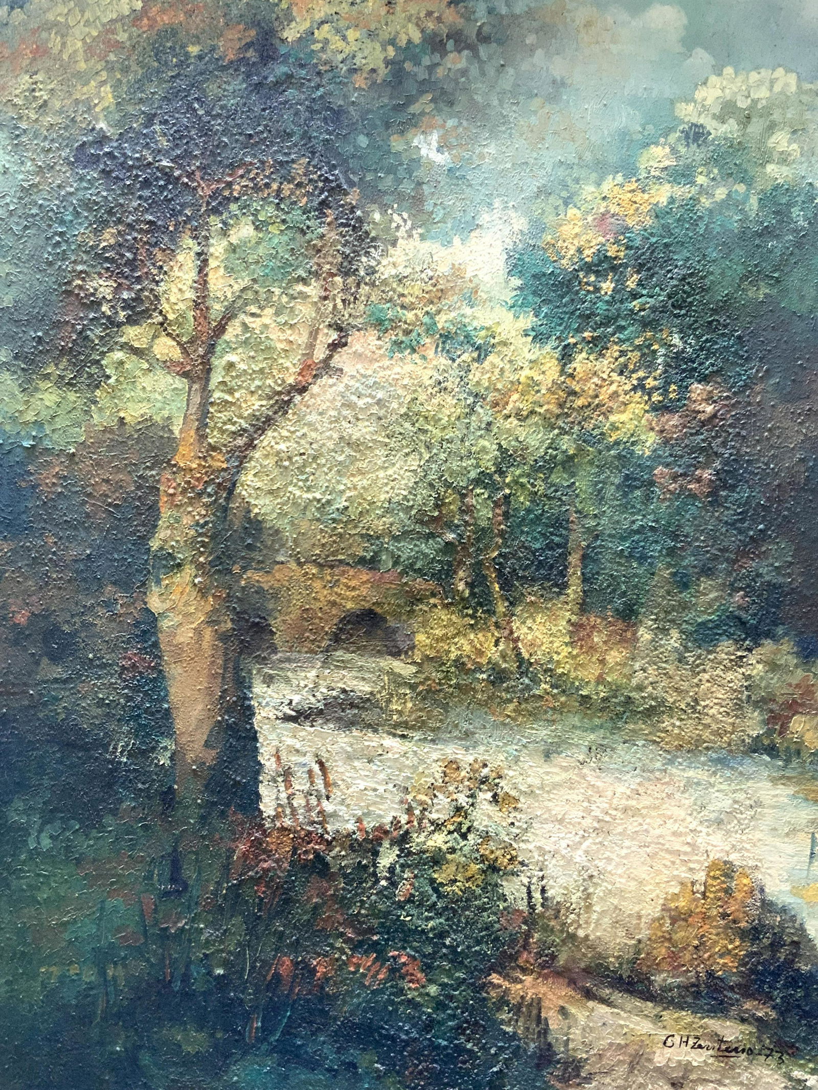 Signed Forest Landscape Oil Painting