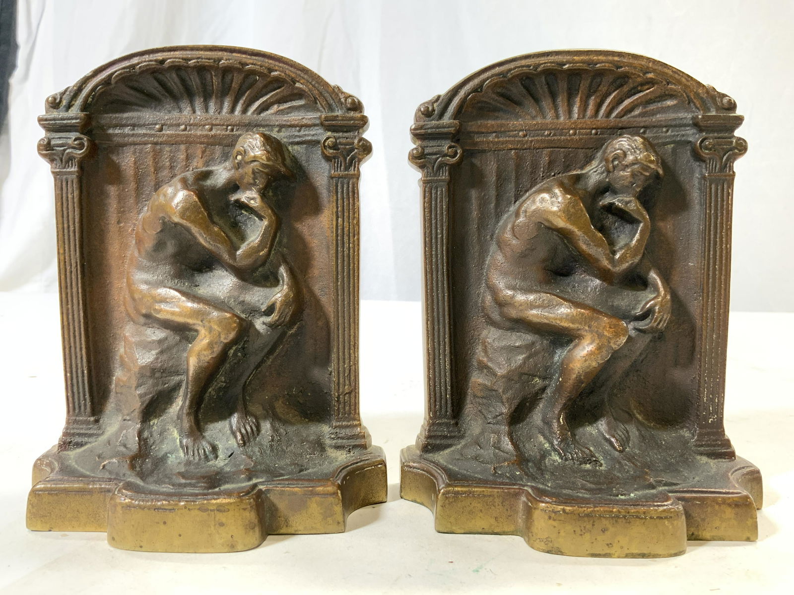 Pr Solid Bronze The Thinker Bookends Auction