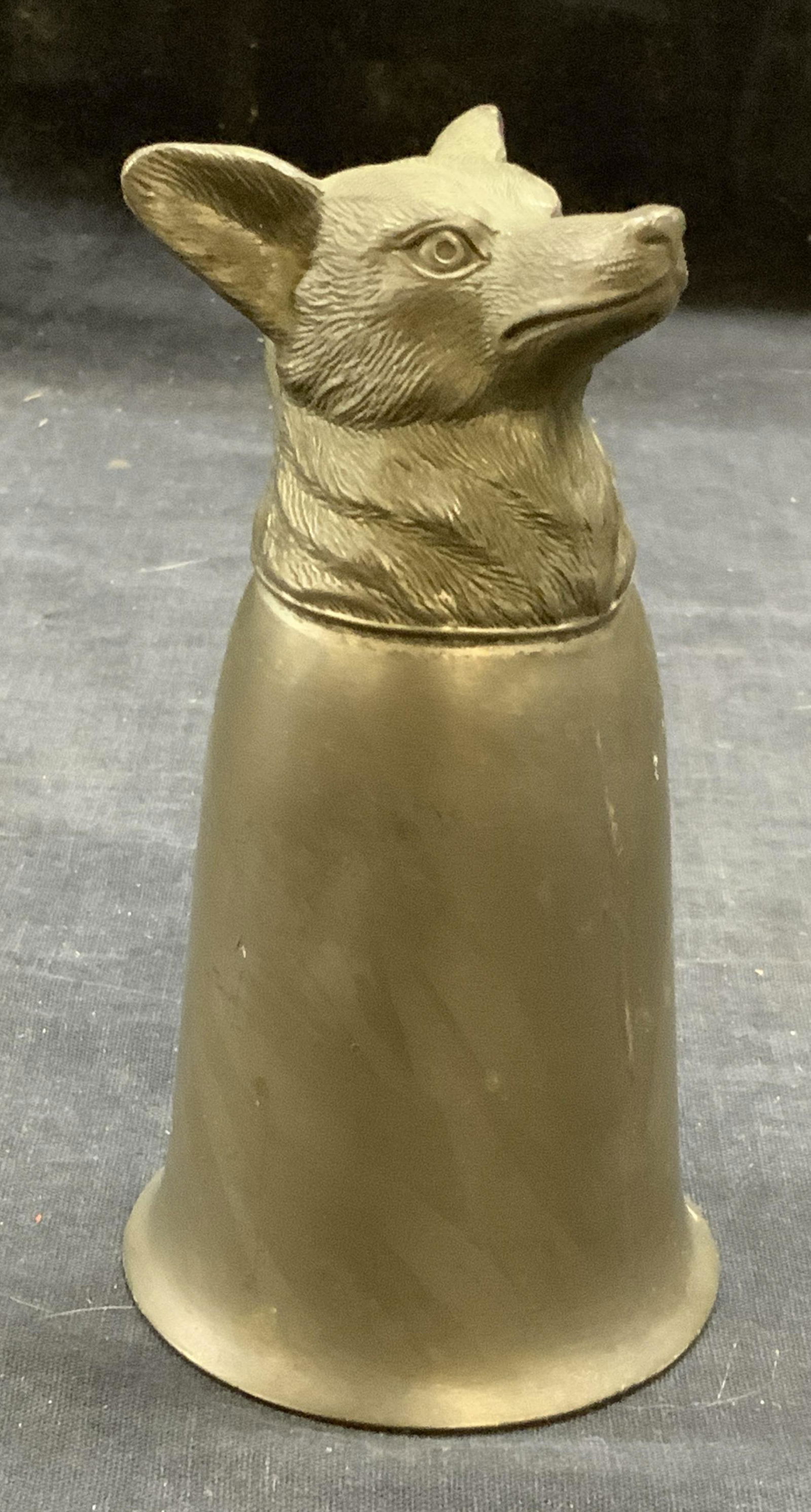 Vintage Pewter Fox Head Stirrup Cup