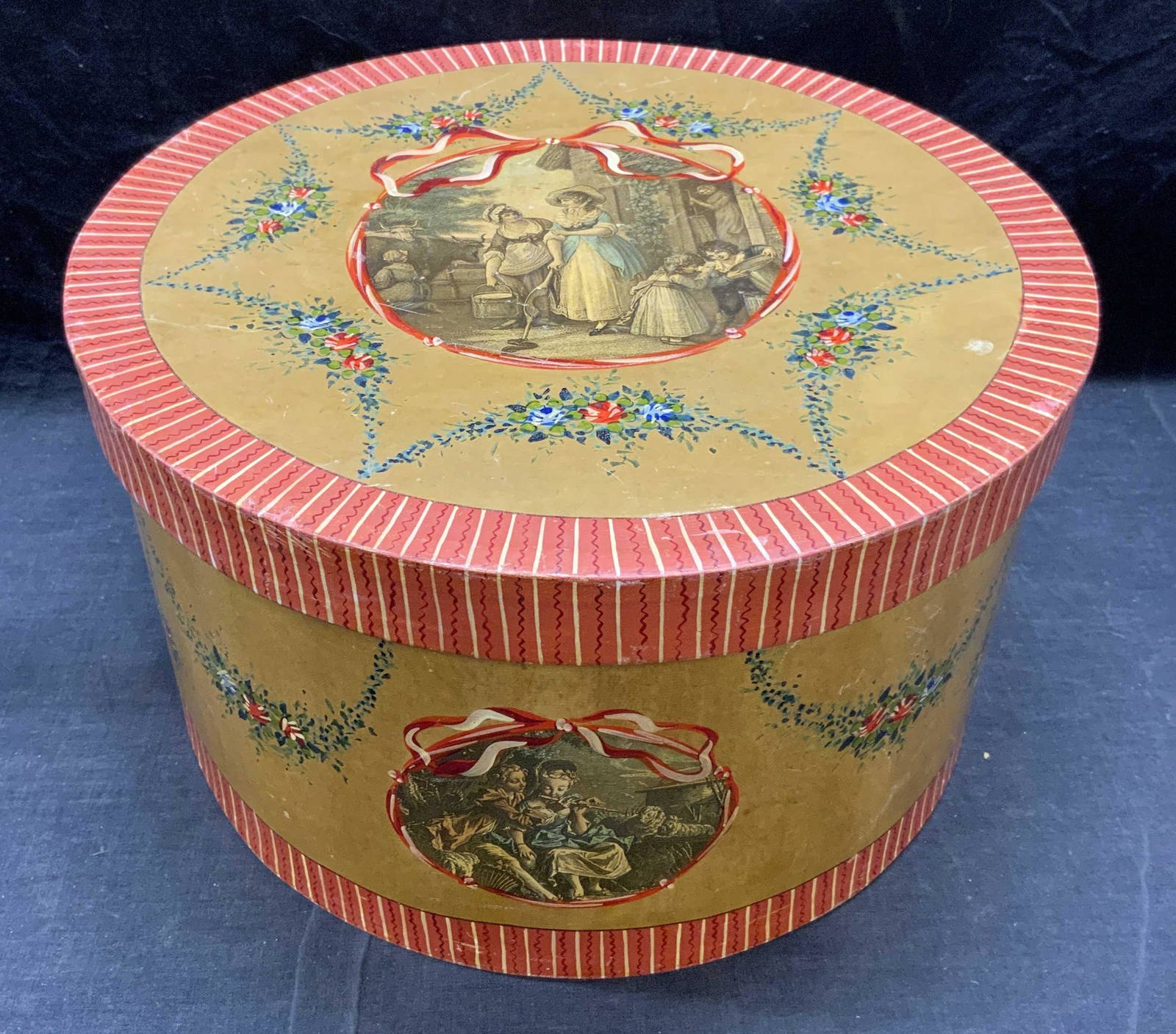 Vintage Decorative Hat Box, 14 Inches Diameter Auction