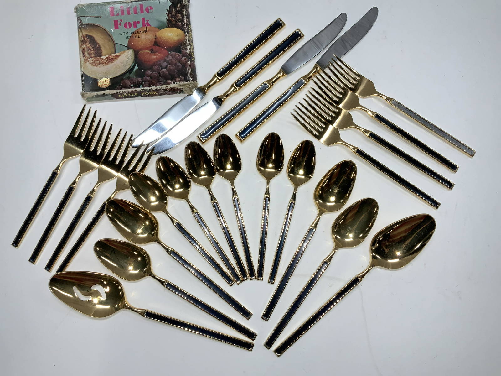 Gold Plated Enamel Partial Flatware Set, More 36 Auction