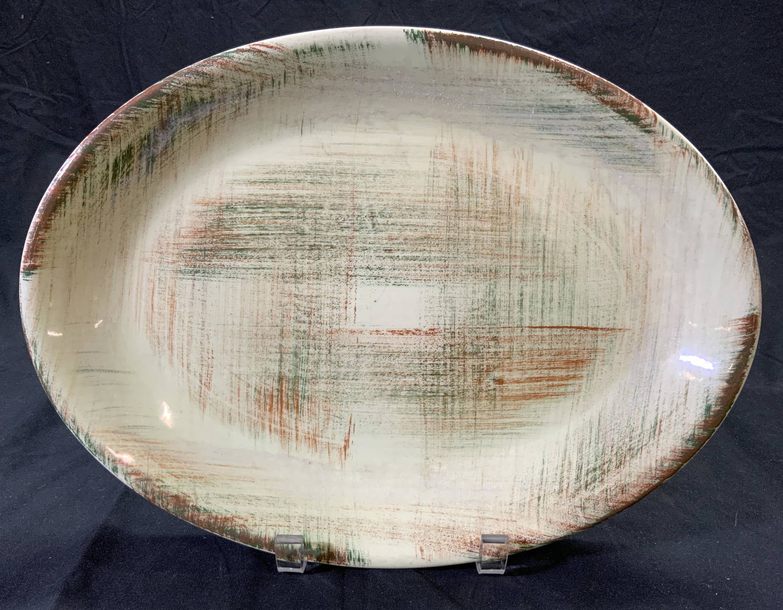 Raffia Vernonware H Painted Oval Porc Serv Dish Auction