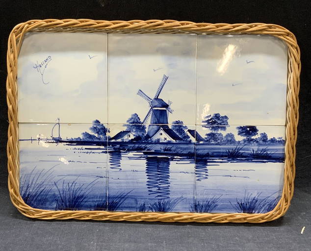 Dutch Pottery Windmill Tile Display