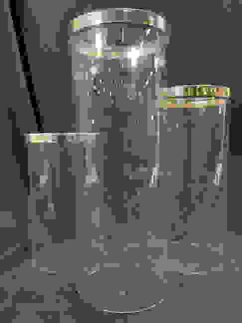 Lot 3 Hurricane Glass Cylinders W Metal Rims Auction