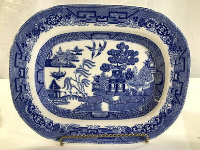 Flow Blue Wheelock, England, Porcelain Plate