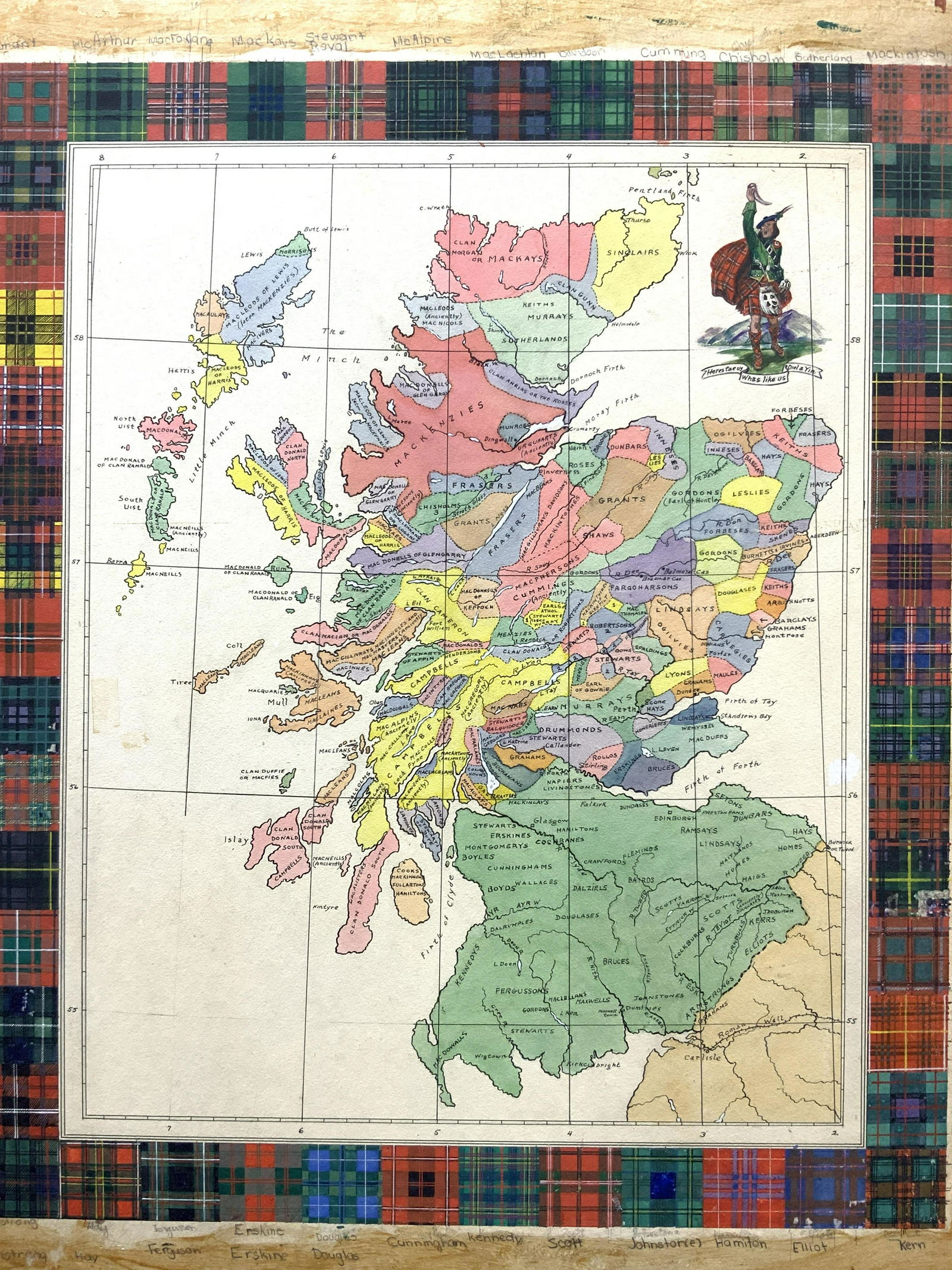 Hand Painted Old Scotland Map