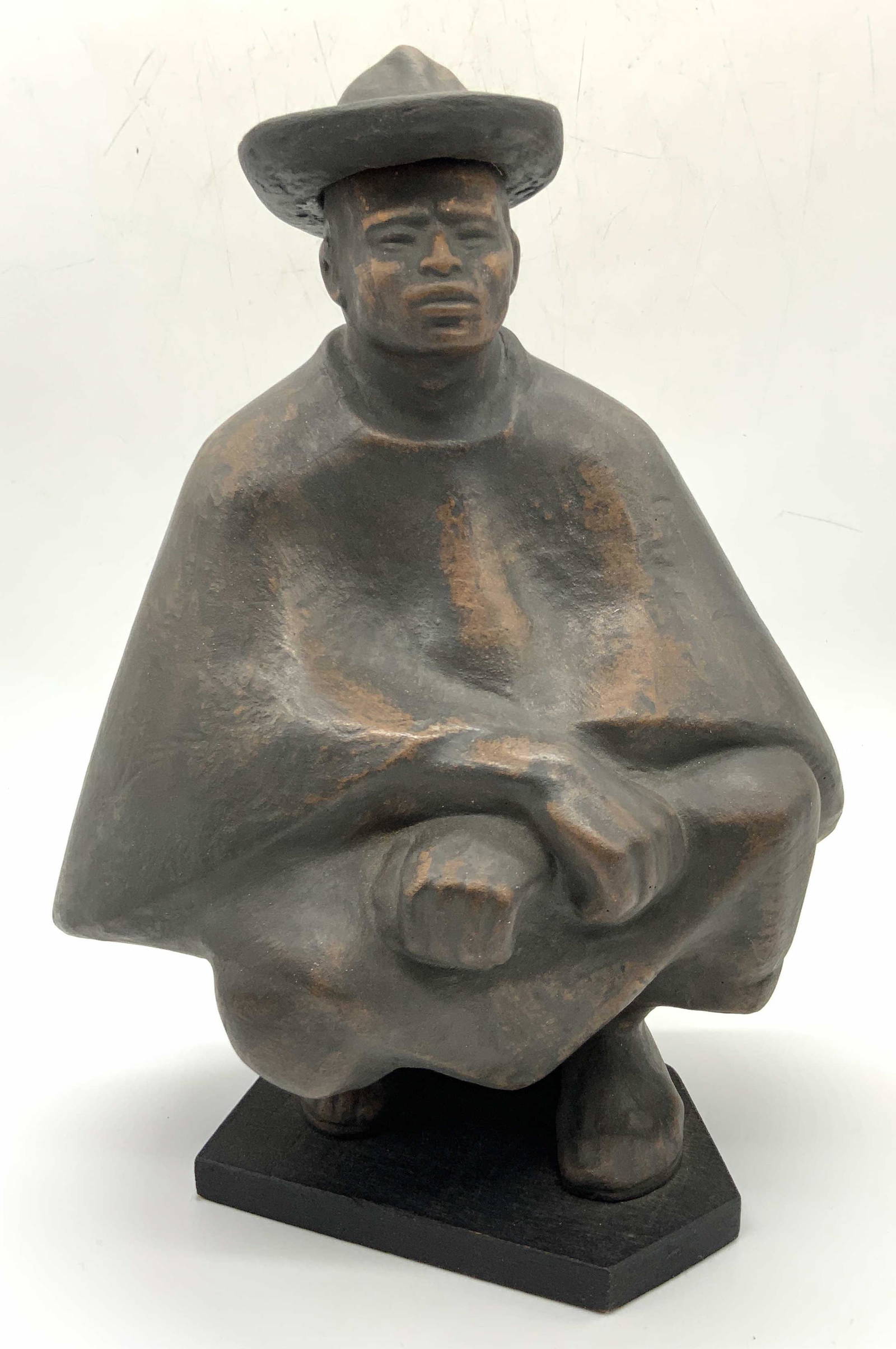 Andino Venezuela Signed Seated Man Sculpture Auction