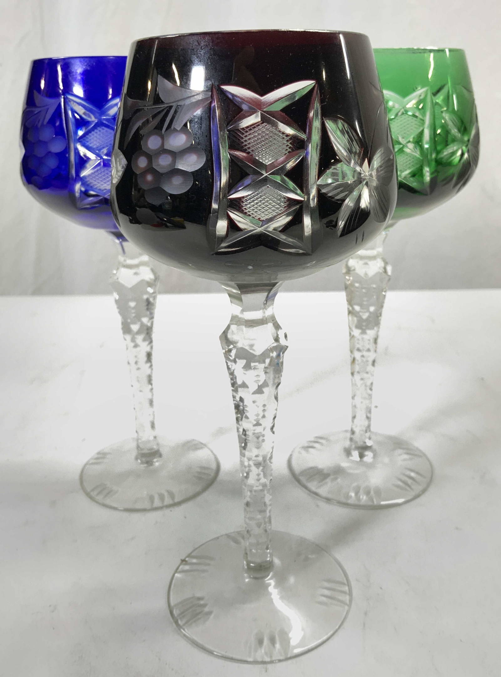 Lot 3 Bohemian Glass Crystal Stemware Goblets Auction