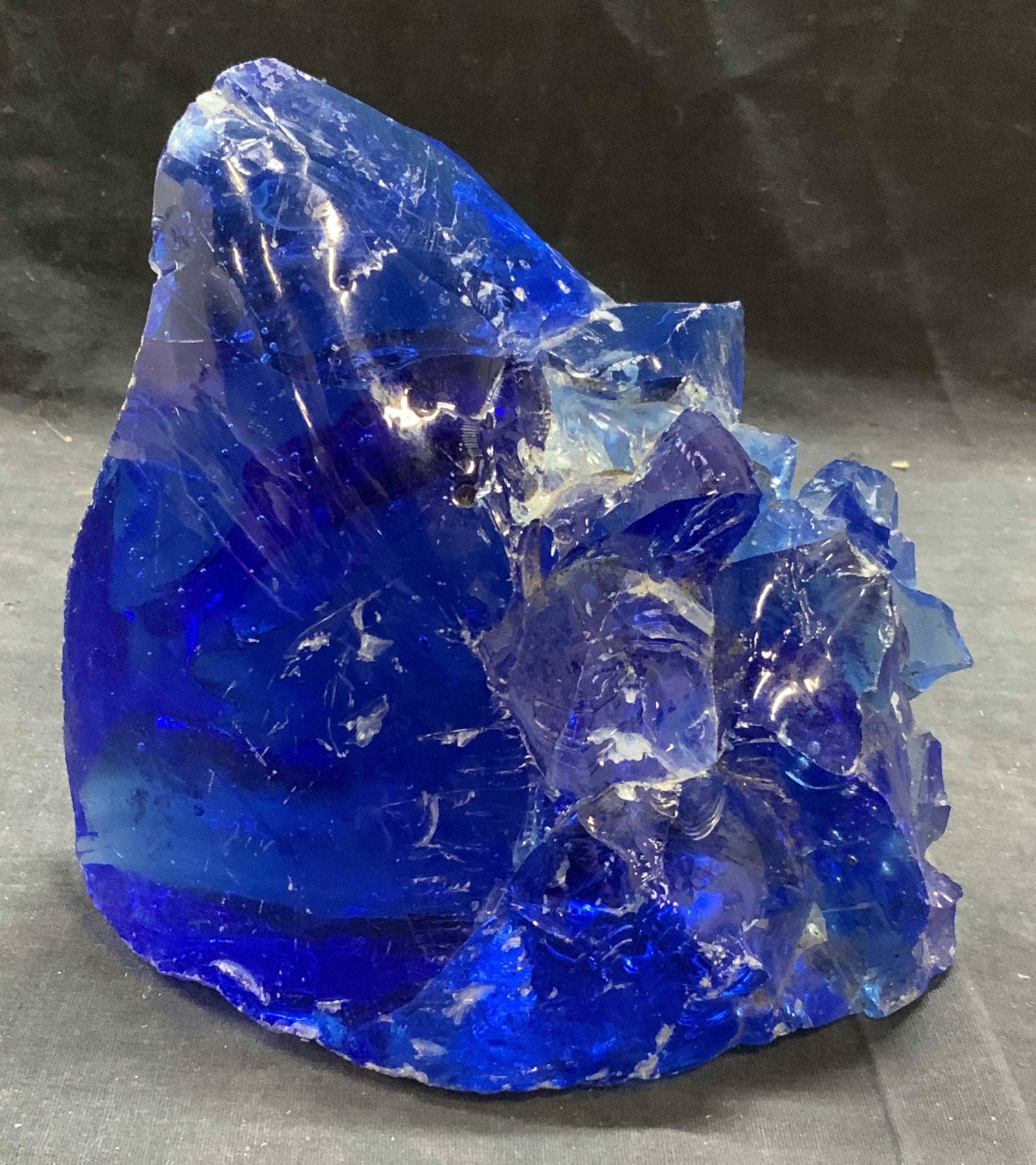 Blue Rough Cut Art Glass Iceberg Sculpture Auction