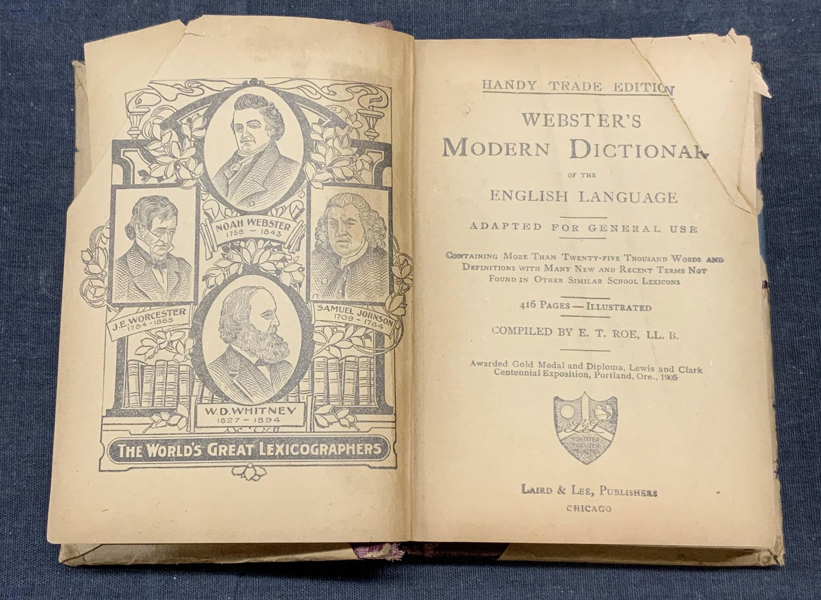 Antique Websters Modern Dictionary, Laird & Lee