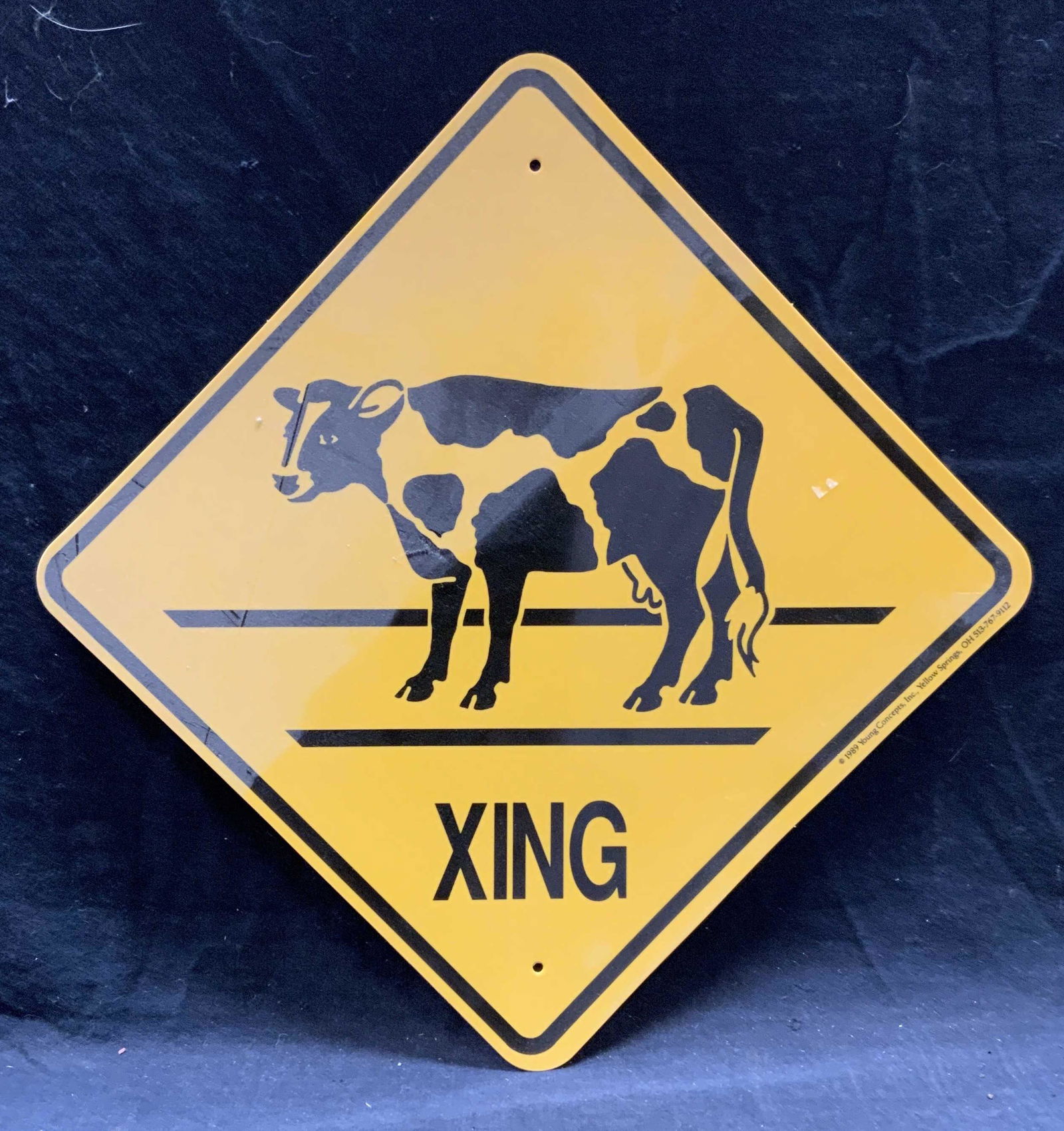 Vintage Young Concepts Cow Crossing Sign Auction