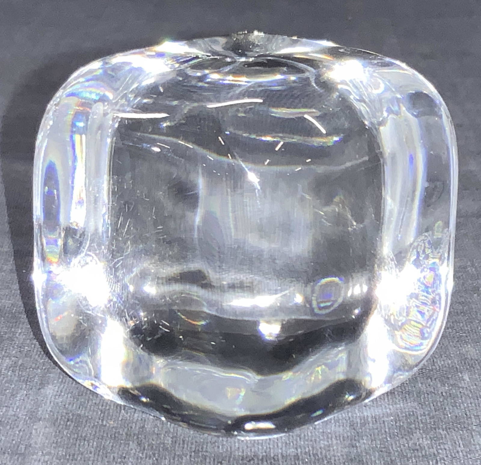 Baccarat Clear Crystal Cube Paperweight Auction