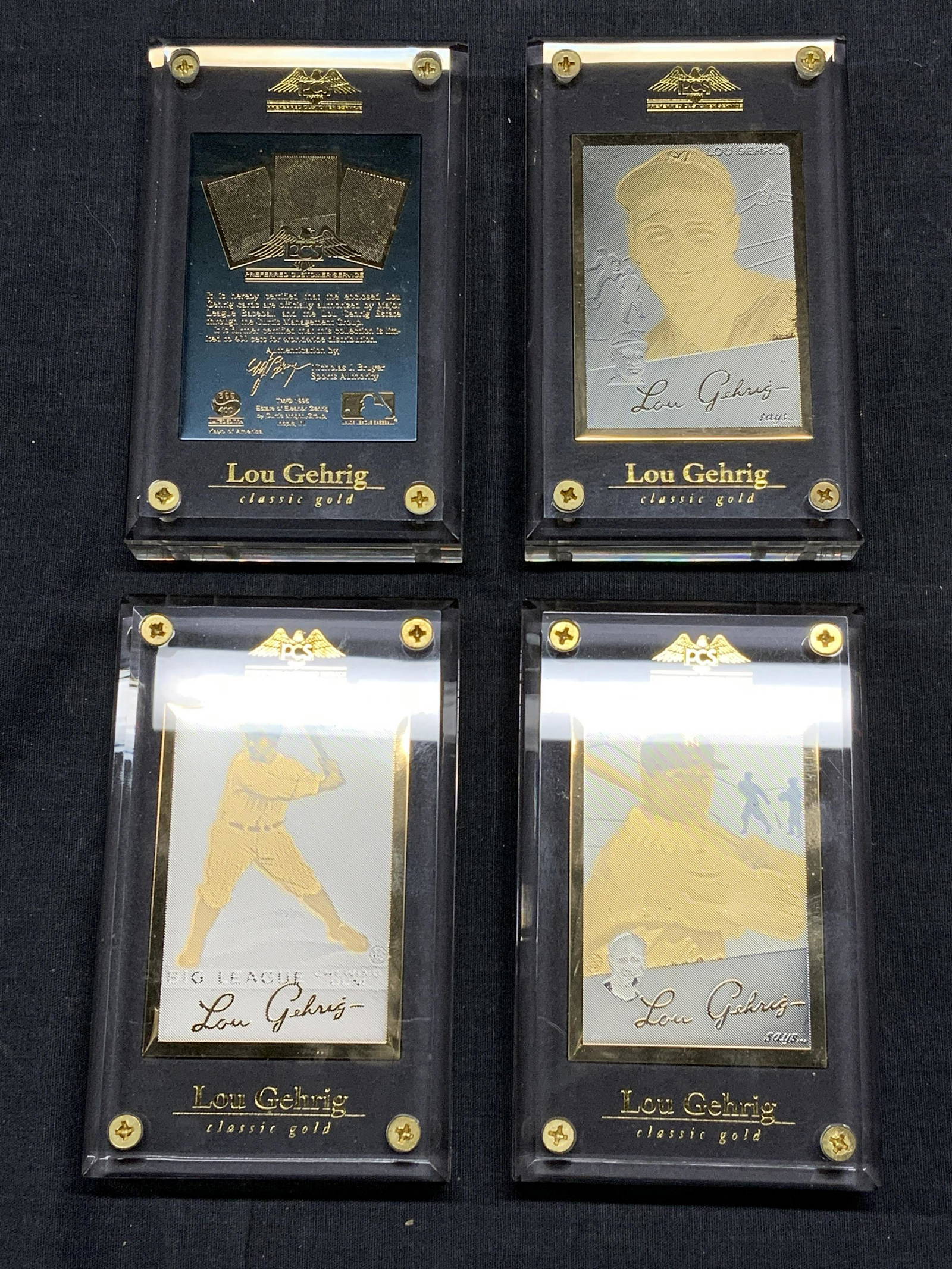 Set 4 Pcs Lou Gehrig 24k Gold Baseball Cards Auction