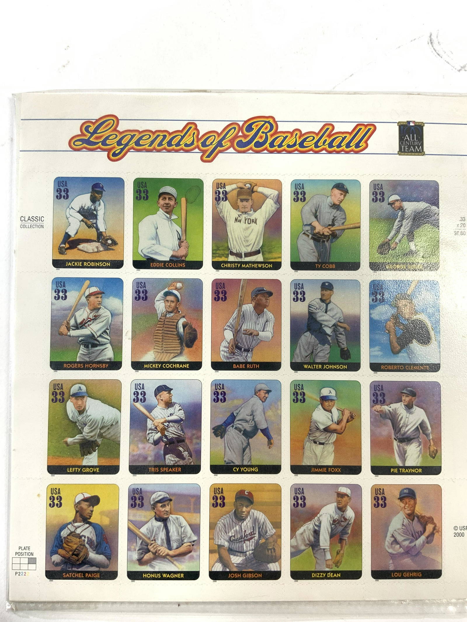 Legends Of Baseball Vintage Mlb Stamp Sheet C2000 Auction