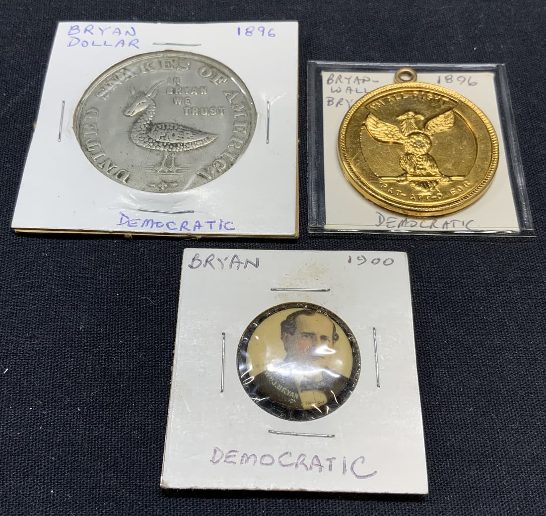 Lot 3 1896 Wj Bryan Silver Bryan Money, More Auction