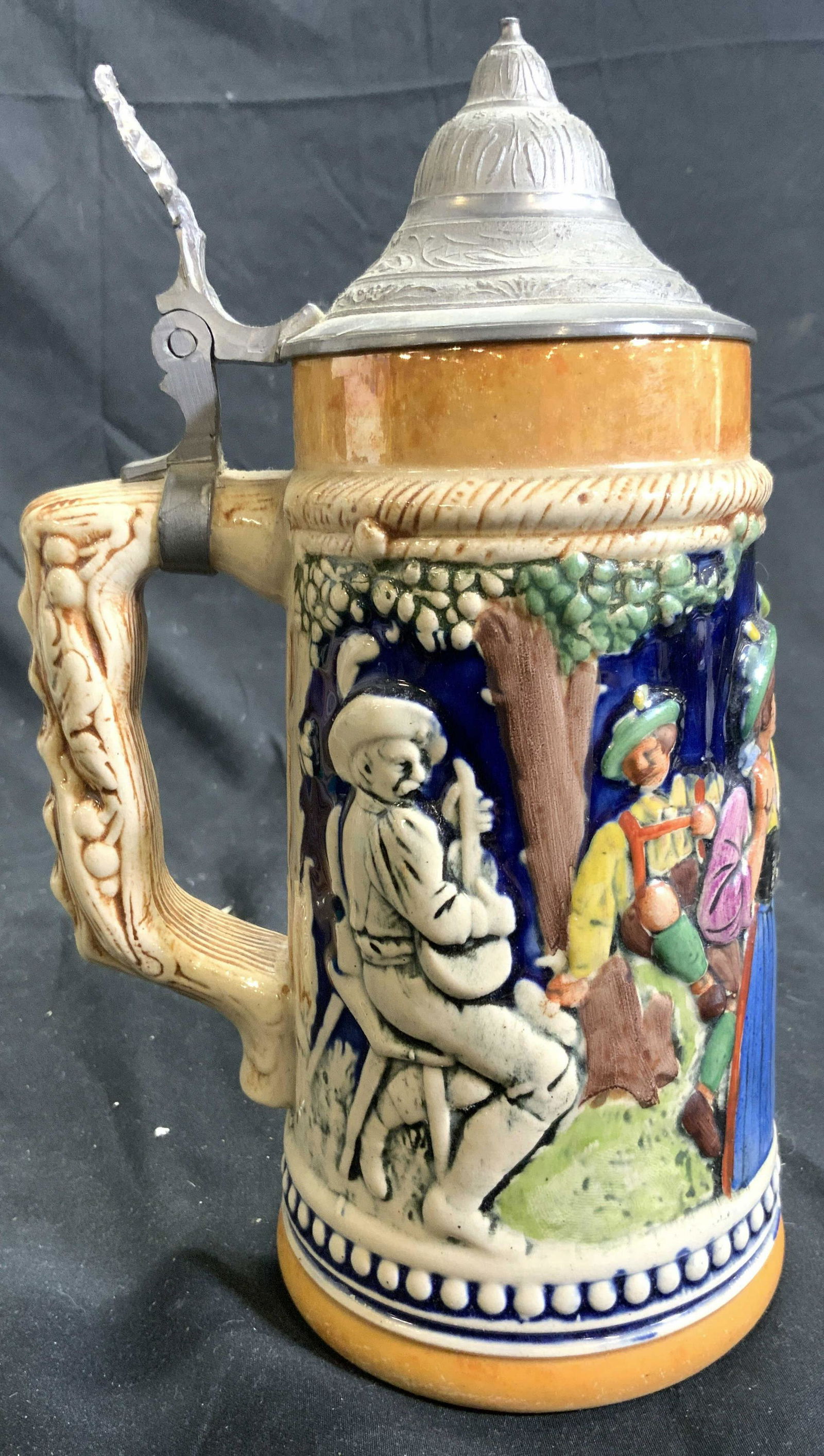 Vintage German Ceramic Stein W Lid Germany Auction