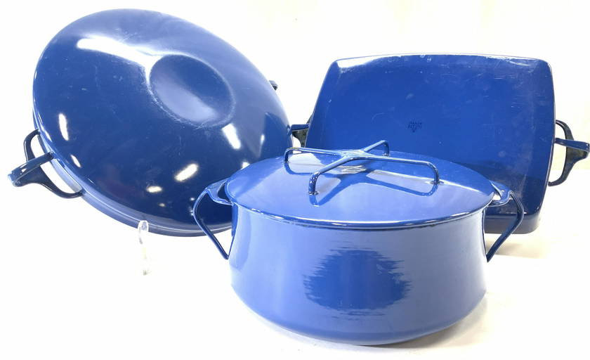 Set 3 Dansk Blue Enamel Cookware, France