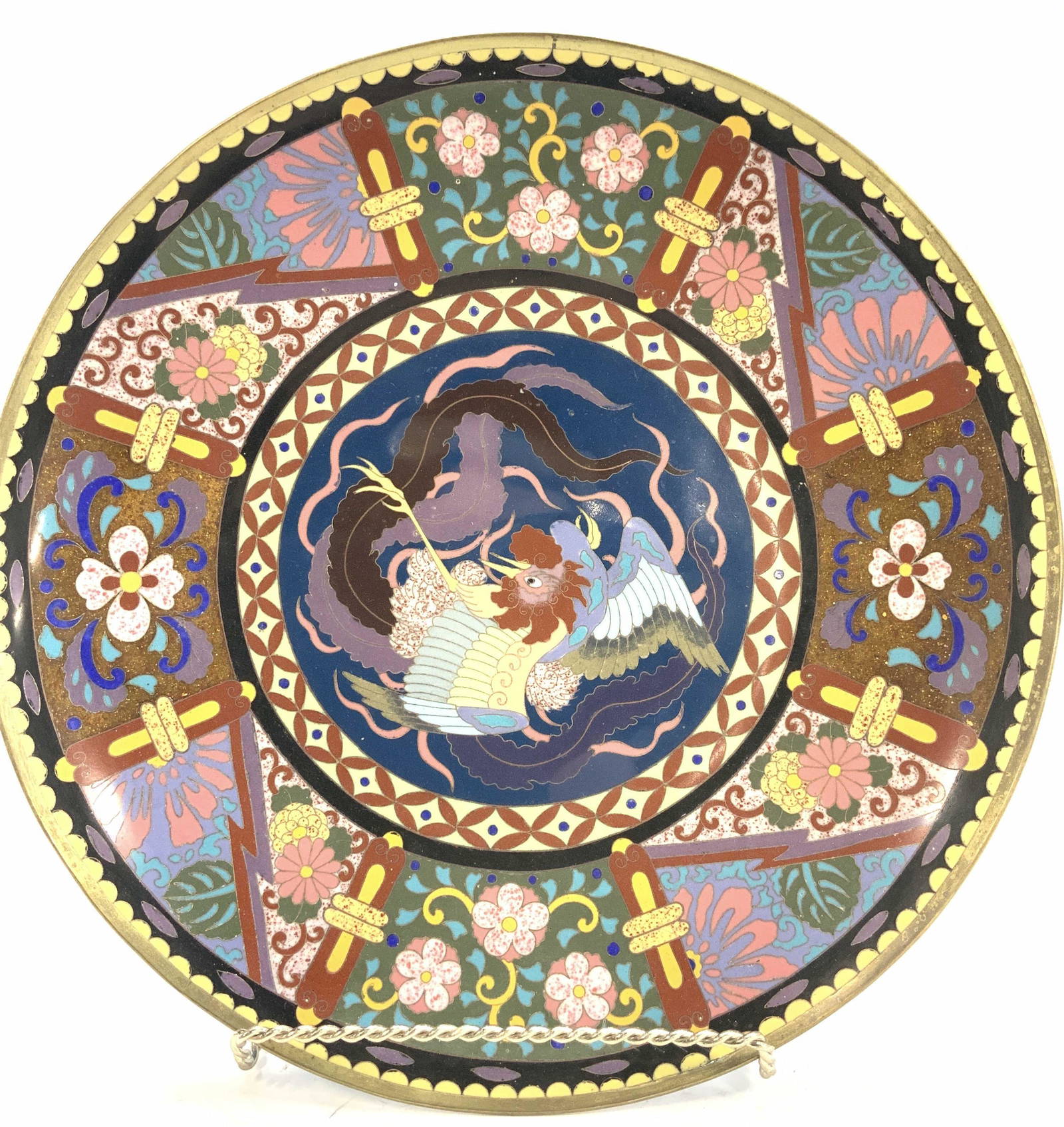 Jingtai Fenghuang Asian Cloisonné Display Plate Auction