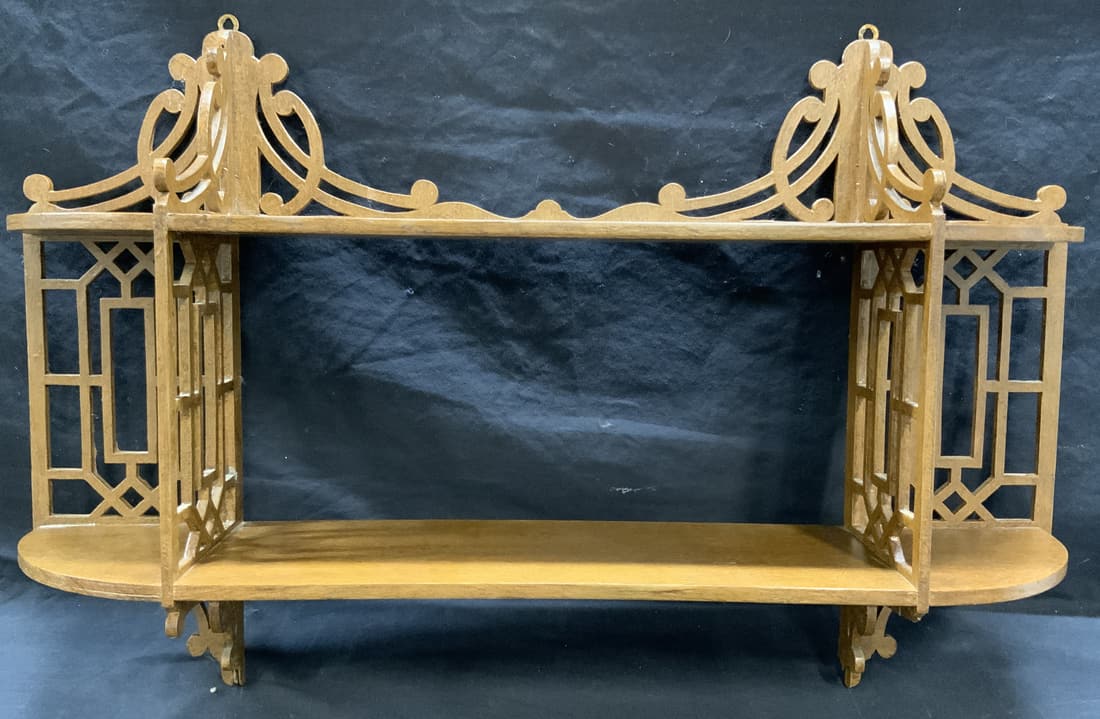 Antique Wood Scroll Wall Shelf Auction