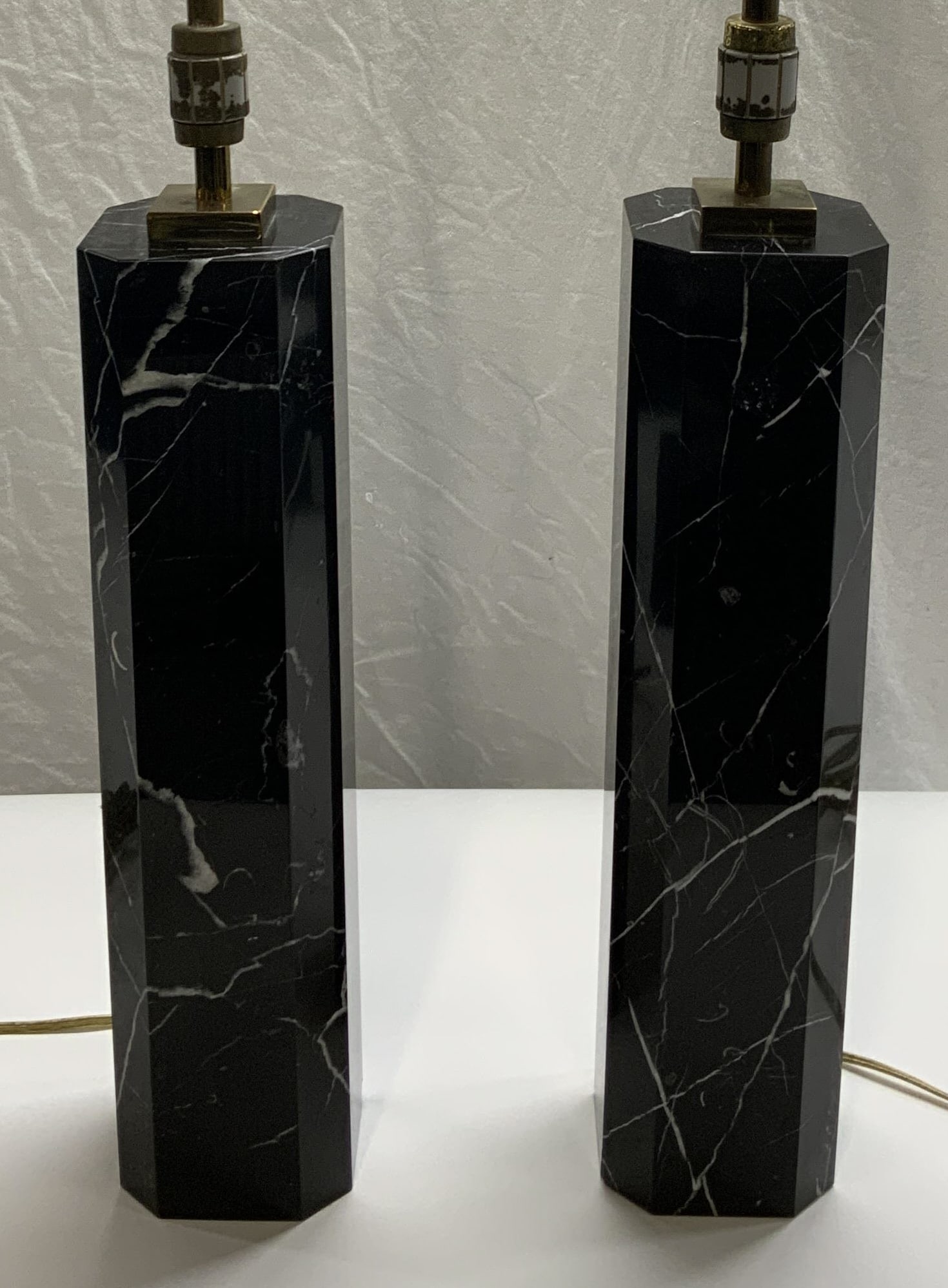Pair Vintage Black Marble Table Lamps Auction