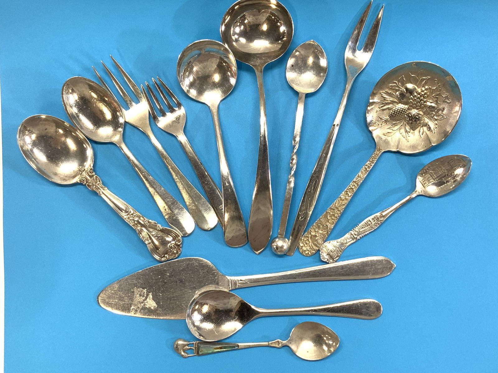 13 Sterling Silver Flatware, Birks,steiff, More Auction