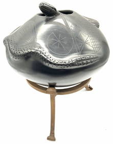 Maria Martinez Black On Black Ceramic Vessel