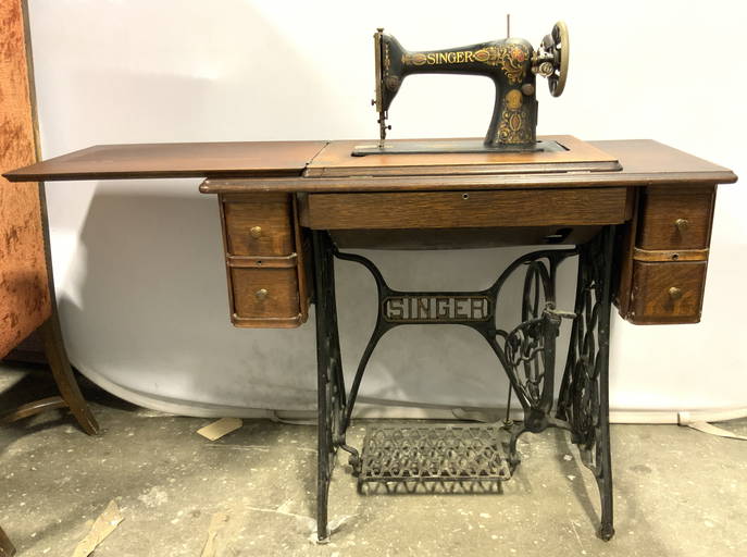Singer Antique Iron & Wood Sewing Machine Table