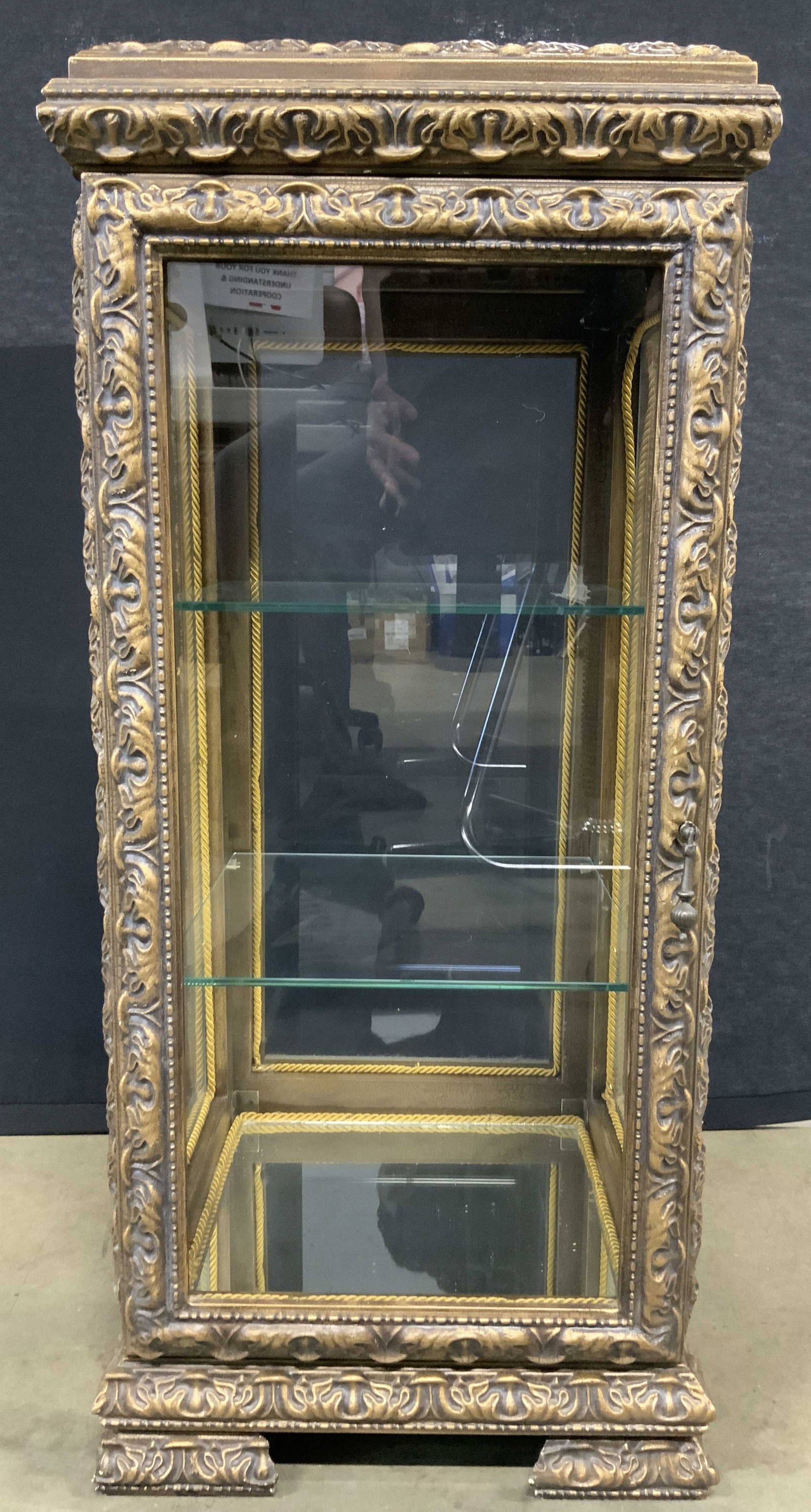 Footed Victorian Display Case W Glass Shelves Auction