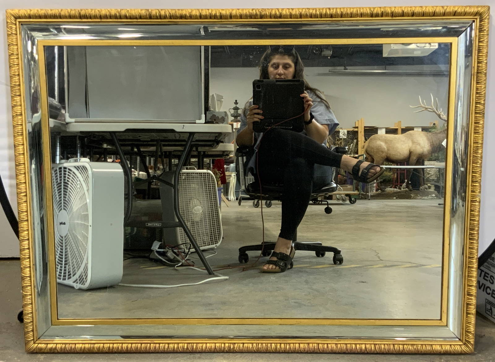 Vintage Rectangular Gold Leafed Wall Mirror Auction