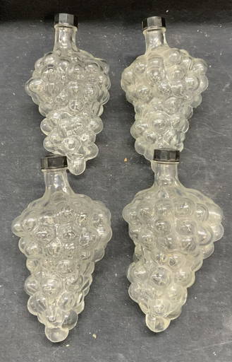 Set 4 Glass Grape Bottles, France